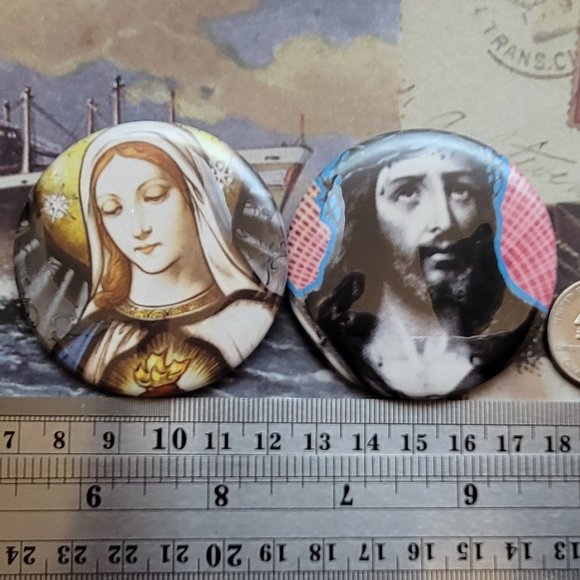 Jewelry | Lot Set 2 Wearable Art Handmade Jesus And Sacred Heart Of ...